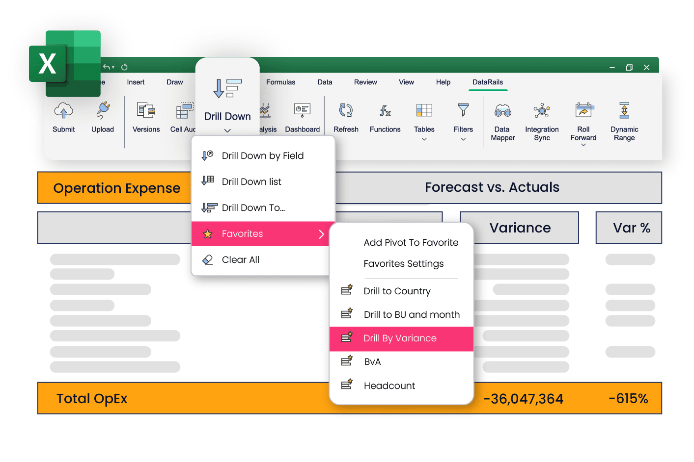 Product >Working With Excel - Datarails
